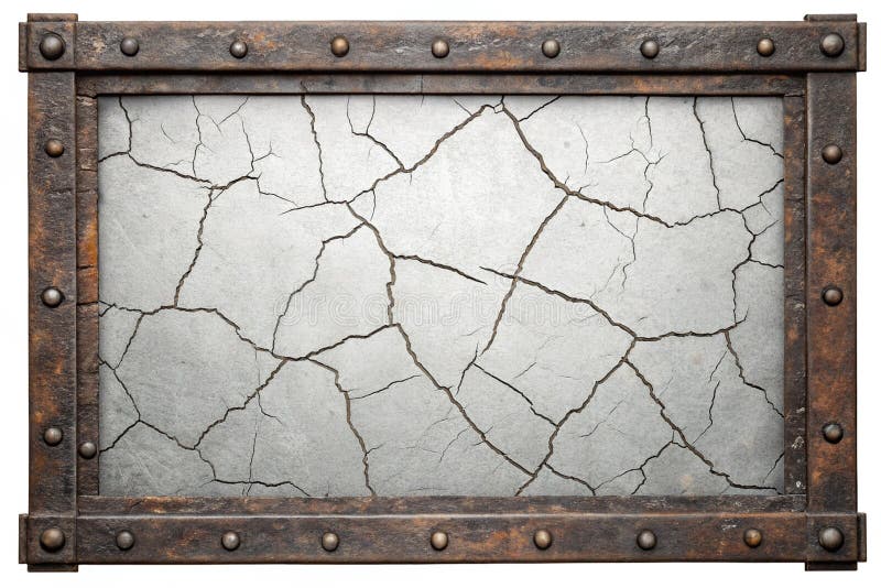 Cracked Metal Texture Frame, Design Template Stock Illustration ...
