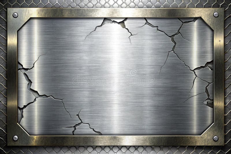 Cracked Metal Texture Frame, Design Template Stock Illustration ...