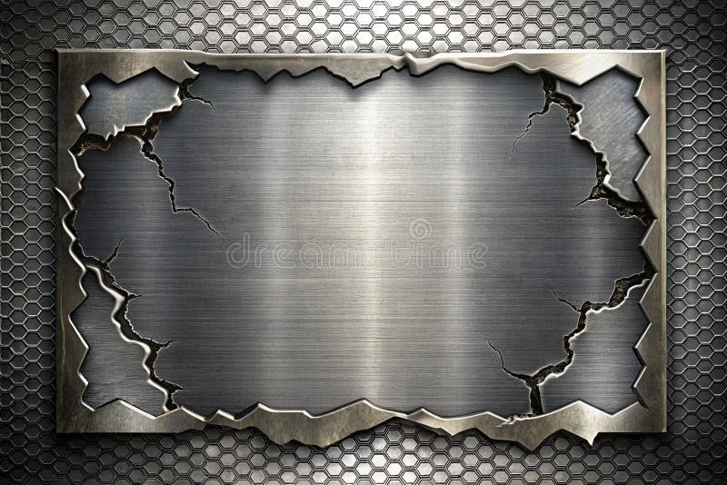Cracked Metal Texture Frame, Design Template Stock Illustration ...