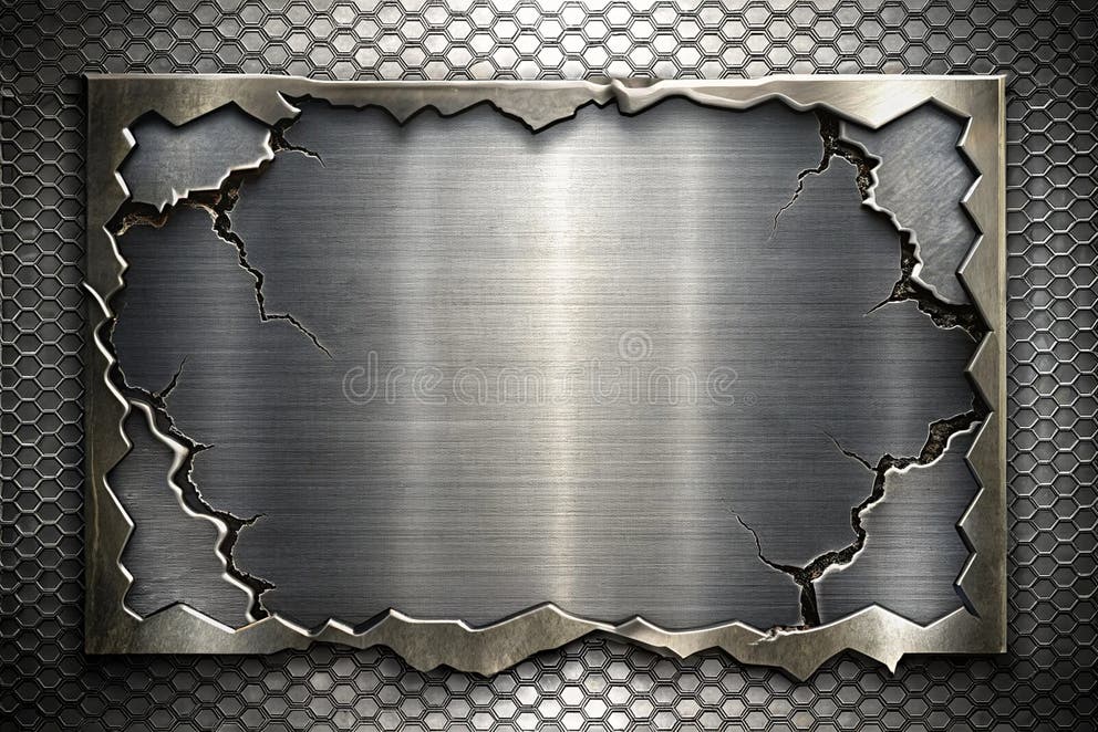 Cracked Metal Texture Frame, Design Template Stock Illustration ...