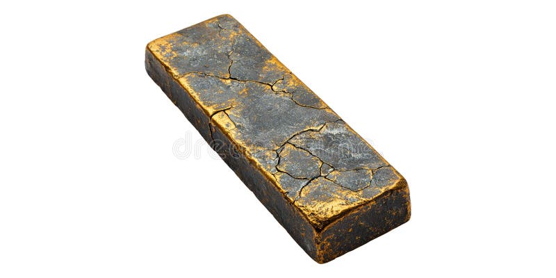 Cracked Metallic Gold Bar Isolated on Transparent Background Stock ...