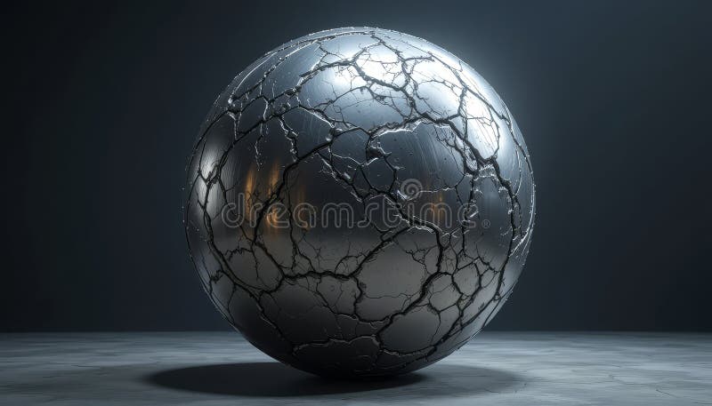 Cracked Metallic Sphere with a Futuristic Glow Stock Photo - Image of ...
