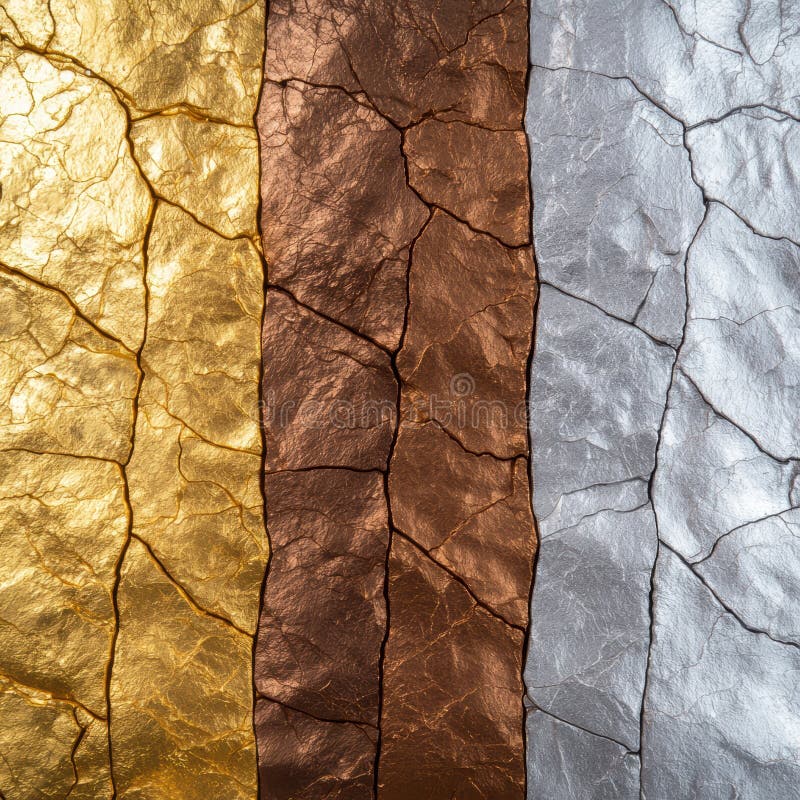 Cracked Metallic Textures in Gold, Bronze, and Silver Stock ...