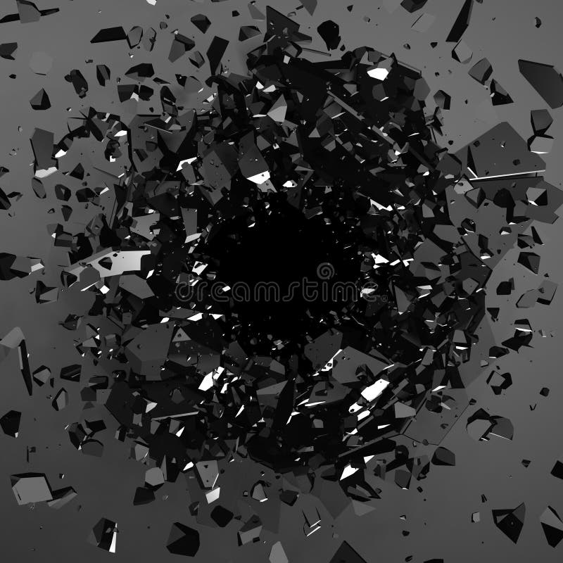 Cracked Metallic Wall Surface with Explosion Demolition Hole Stock ...