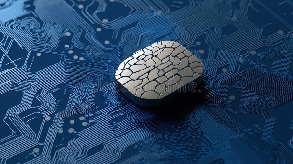 A Broken Microchip on a Blue Circuit Board is a Symbol of an Electronic ...