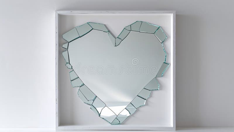 A Cracked Mirror Depicting a Heart Shape within a Frame Stock Image ...