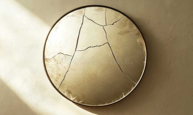 A Cracked Mirror with a Light Shining on it Stock Illustration ...