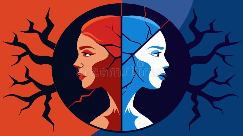 A Cracked Mirror Reflecting Two Very Different Images Representing the ...