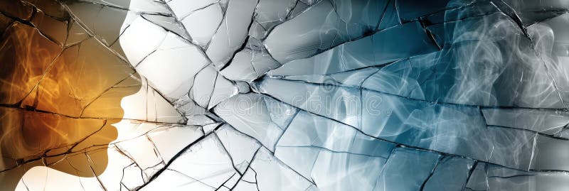 Cracked Mirror Reveals Smoking Face Reflection Illustrating Identity ...