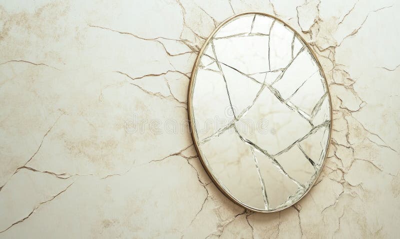 A Cracked Mirror with a White Background Stock Image - Image of black ...