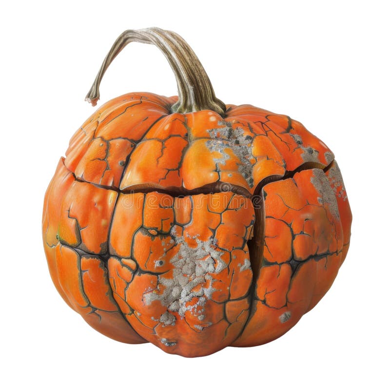 A Cracked and Moldy Pumpkin with a Withered Stem Stock Image ...