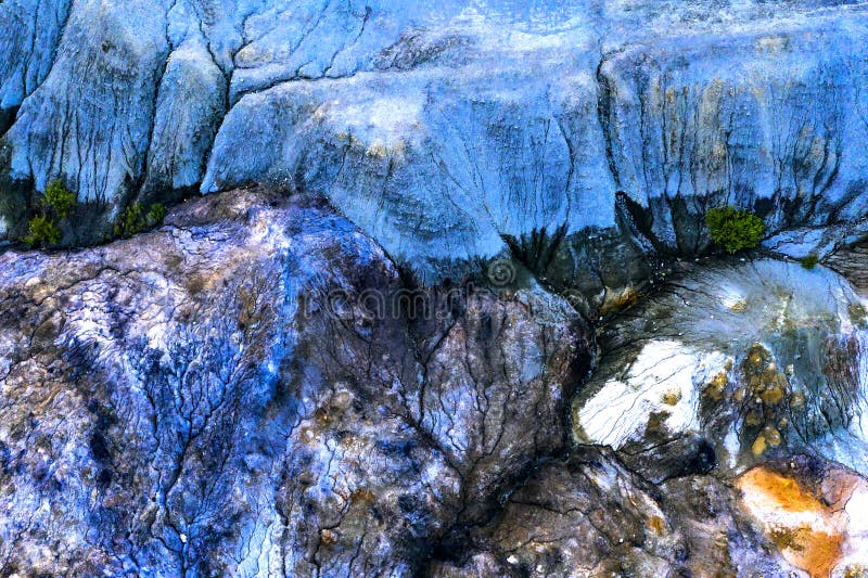 Cracked Multi-colored Blue Facotr Rocks, Minerals Copper Stock Image ...