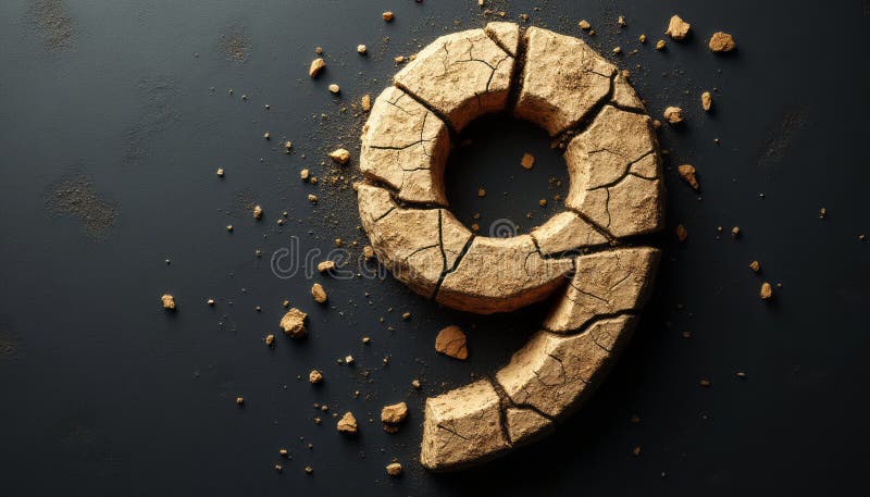 Cracked Number Nine on a Dark Surface Stock Image - Image of ...