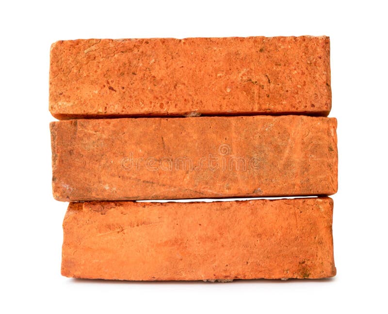 Cracked Old Red or Orange Bricks in Stack Isolated on White Background ...