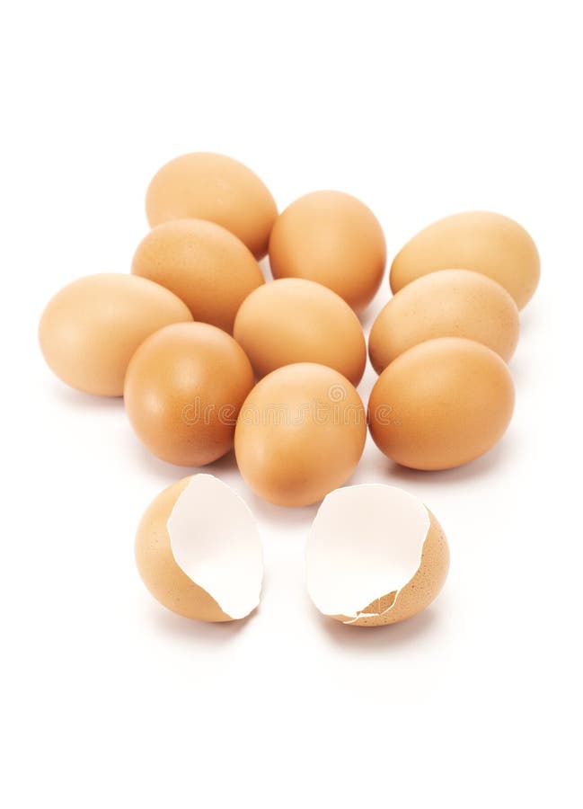 A Cracked and Open Egg in Front of Other Eggs Stock Photo - Image of ...
