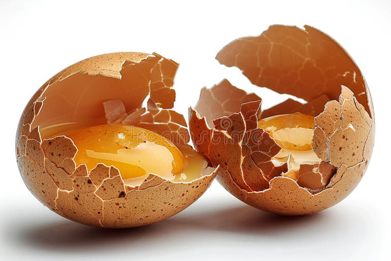 Cracked Open Egg Shell, Isolated on a White Background with a Clipping ...