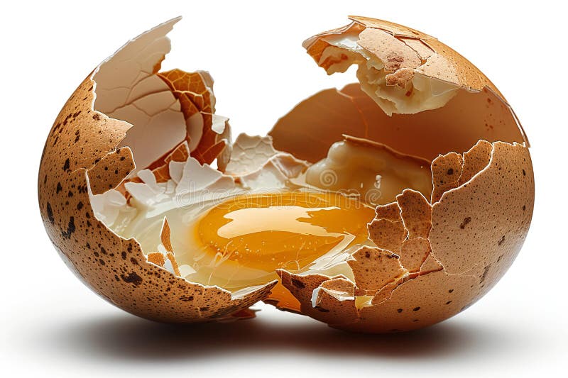 Cracked Open Egg Shell, Isolated on a White Background with a Clipping ...