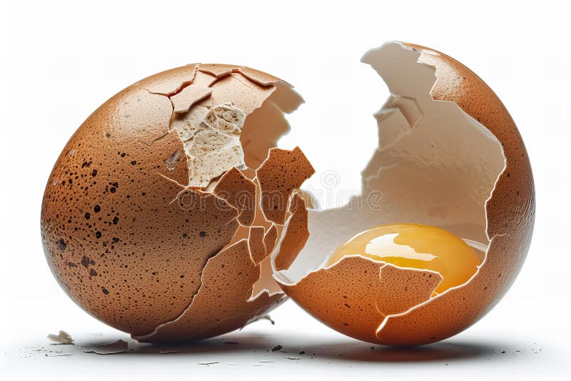 Cracked Open Egg Shell, Isolated on a White Background with a Clipping ...