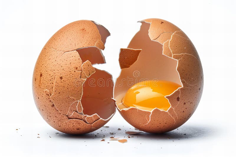 Cracked Open Egg Shell, Isolated on a White Background with a Clipping ...