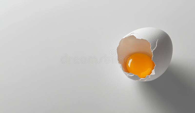 Cracked Open Eggshell with Yellow Yolk. Generative AI. Stock ...