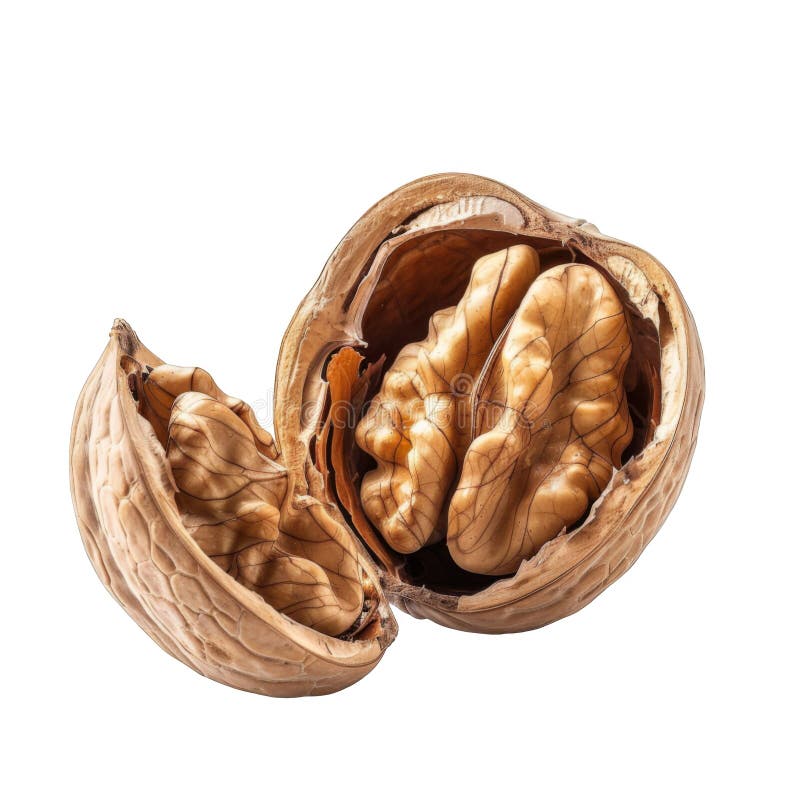 Cracked Open Walnut with Visible Kernel Stock Illustration ...