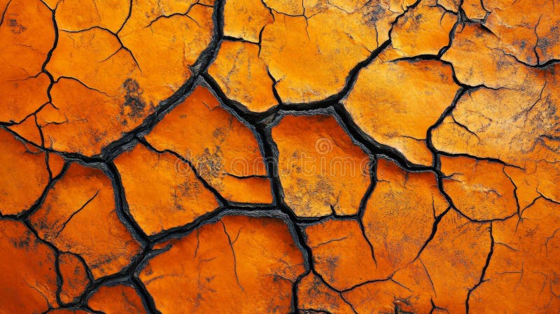 Cracked Orange Earth Texture, Abstract Pattern. Natural Landscape and ...