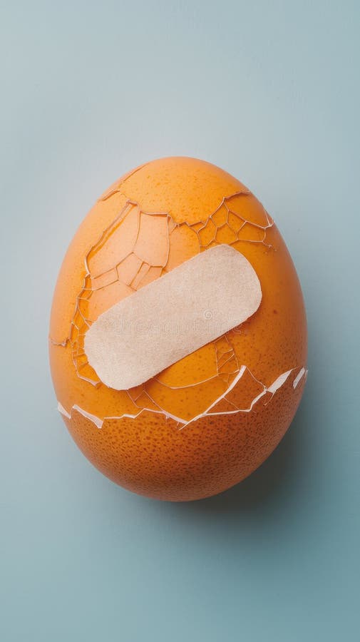 Cracked Orange Egg with Light Blue Background Stock Illustration ...