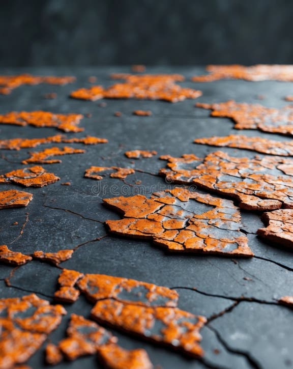 Cracked Orange Rust Texture on Dark Stone Stock Photo - Image of ...