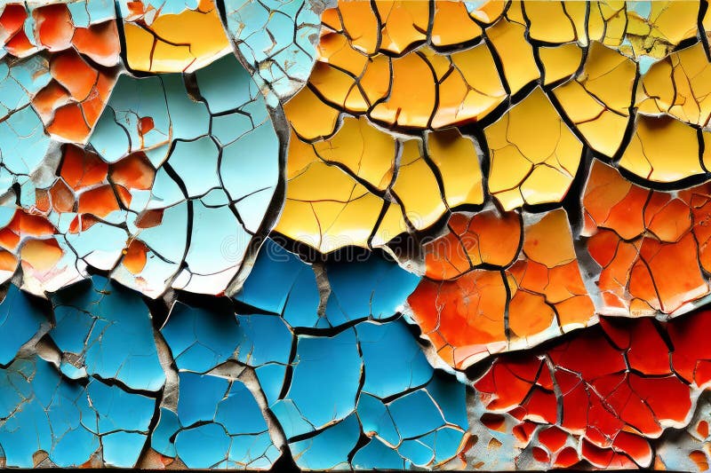 Cracked Paint Mosaic a Surface Covered in Cracked Paint Revealin Stock ...
