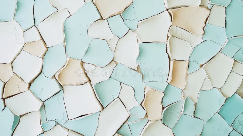 Cracked Paint on Wall Forms Irregular Shapes, Creating Vintage Abstract ...