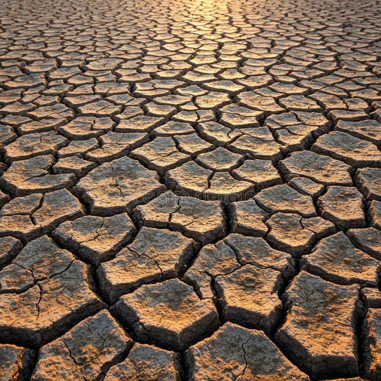 Cracked and Parched Earth Forms a Complex Pattern of Fissures and ...