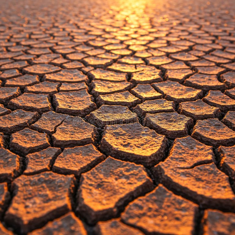 Cracked, Parched Earth with Large, Irregular Polygonal Patterns ...