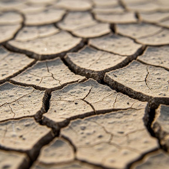 Cracked, Parched Earth Surface Displaying a Pattern of Irregular ...