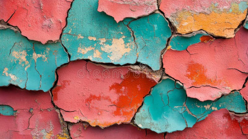 Cracked and Peeling Paint Surface Reveals Colorful Layers Stock ...