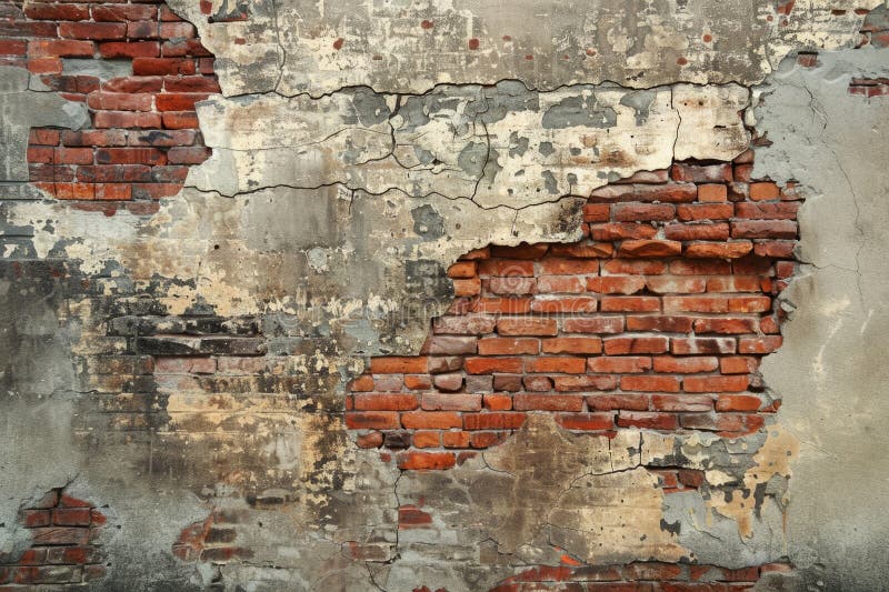 Decayed Plaster Revealing Brick Wall Texture Stock Illustration ...
