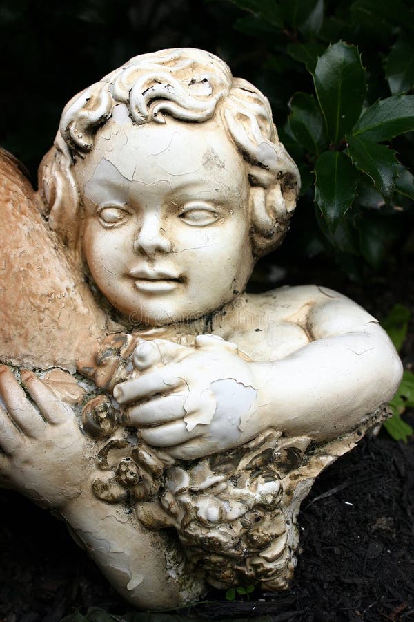 Cherub stock photo. Image of garden, cracked, decor - 334030400
