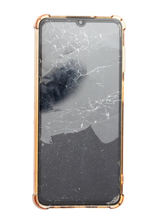 A Cracked Phone Screen with a Cracked Case Stock Photo - Image of ...