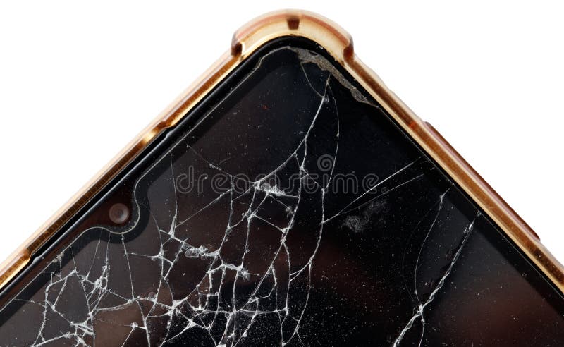 A Cracked Phone Screen with a Cracked Corner Stock Image - Image of ...