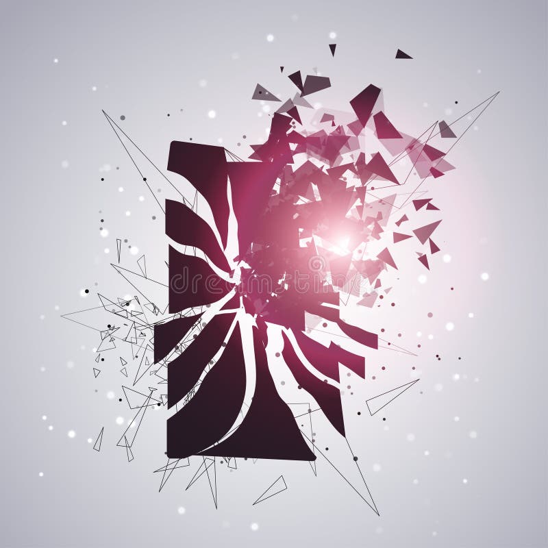 Cracked Phone Screen Shatters into Pieces. Stock Vector - Illustration ...