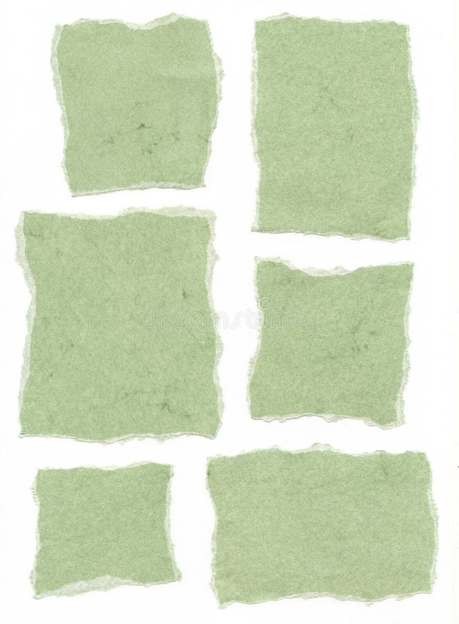 Cracked Pieces of Green Paper with Unregularities Stock Photo - Image ...