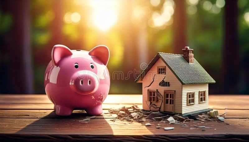 Cracked Piggy Bank: a Visual Metaphor for Economic Hardship Stock ...