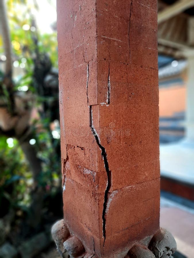 Cracked Pilar. stock image. Image of hole, bricks, weather - 228114611