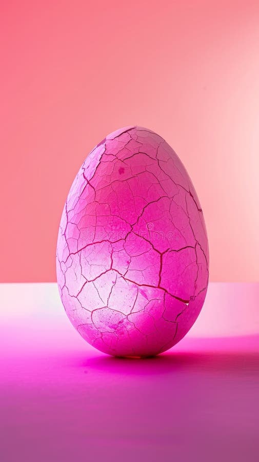 Cracked Pink Egg on a Pink Background Stock Photo - Image of brightness ...