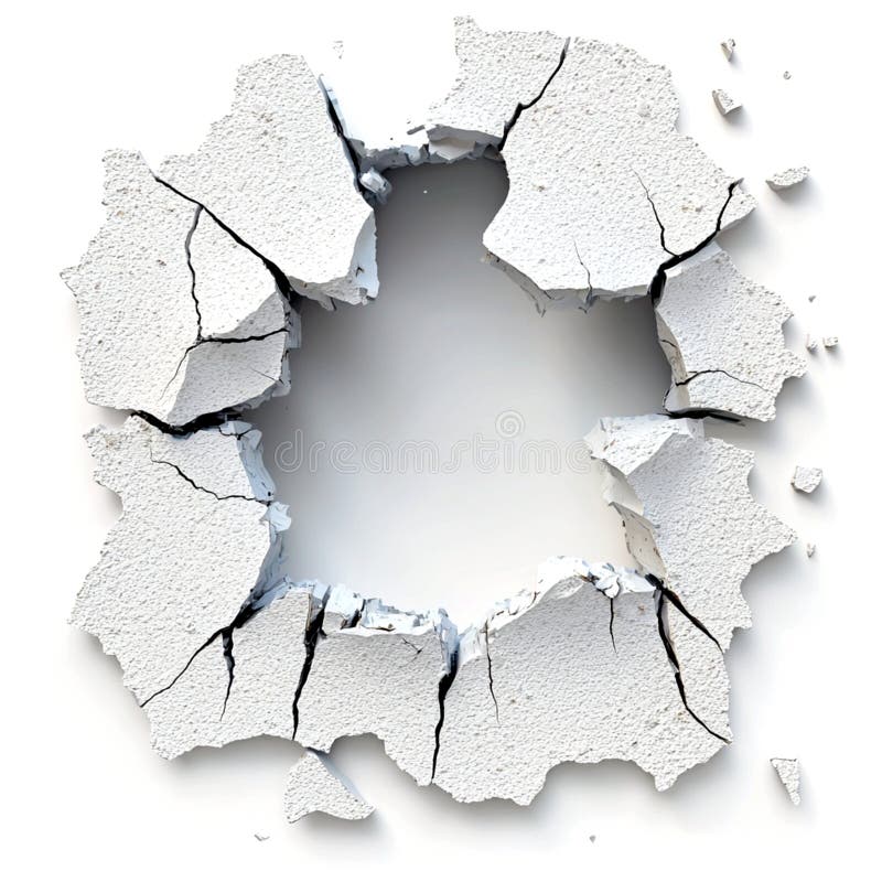 Broken Plaster Wall Texture with Hole Damage and Destruction Isolated ...