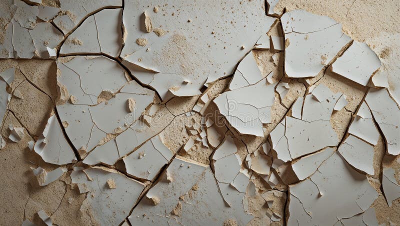 Photorealistic Top-down View of Cracked Plaster Wall with Flaking ...