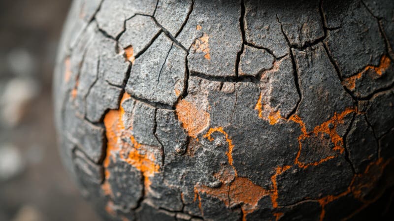 Cracked Pot Surface Showing Orange Stains Stock Illustration ...