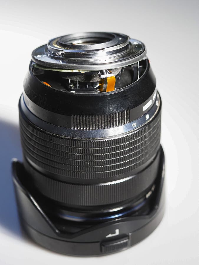 Cracked Professional Lens of Modern Digital Camera Stock Photo - Image ...