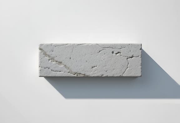 Rectangular Cracked Concrete Block Casting Shadow on White Surface ...