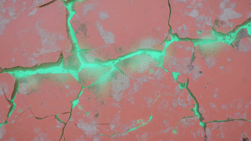 Cracked Red Brick Texture with Green Neon Light for Creative Design ...