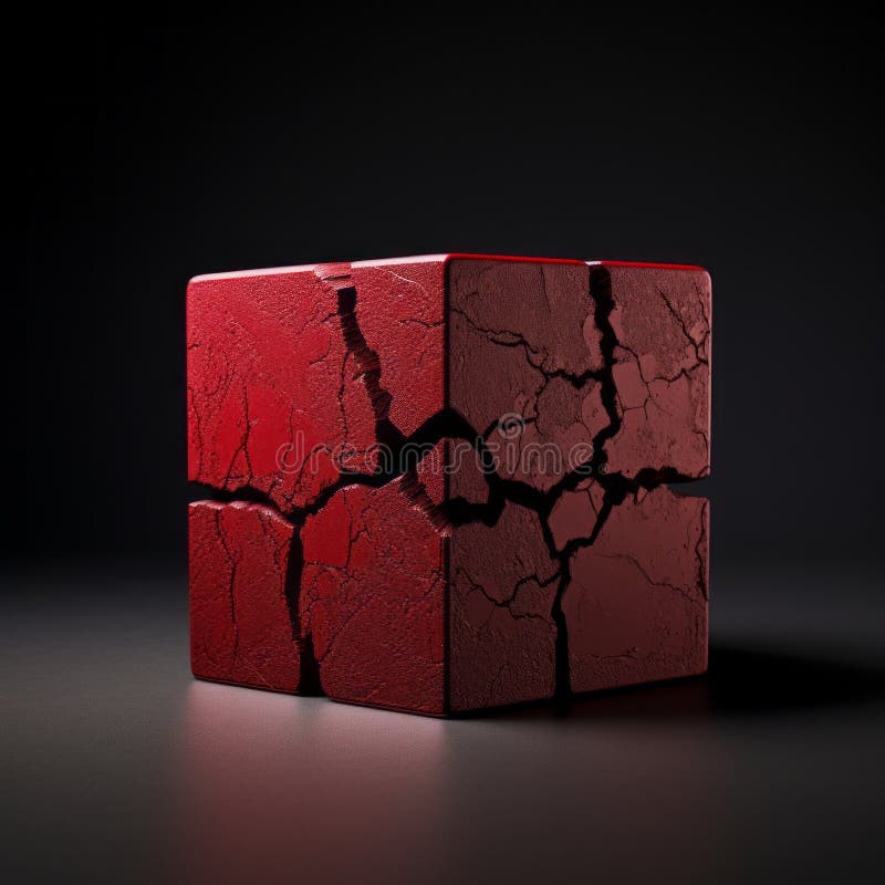 Cracked Red Cube: a Mannerism Image in Hard Surface Modeling Style ...